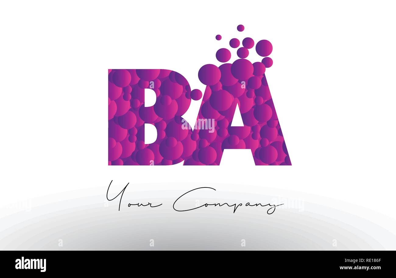 BA B A Dots Letter Logo with Purple Pink Magenta Bubbles Texture Vector ...