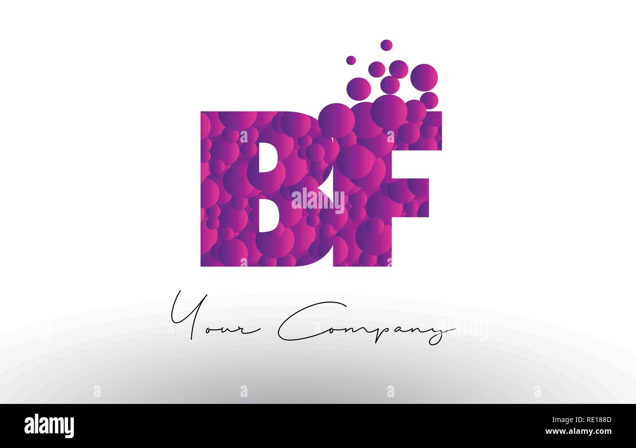 BF B F Dots Letter Logo with Purple Pink Magenta Bubbles Texture Vector ...