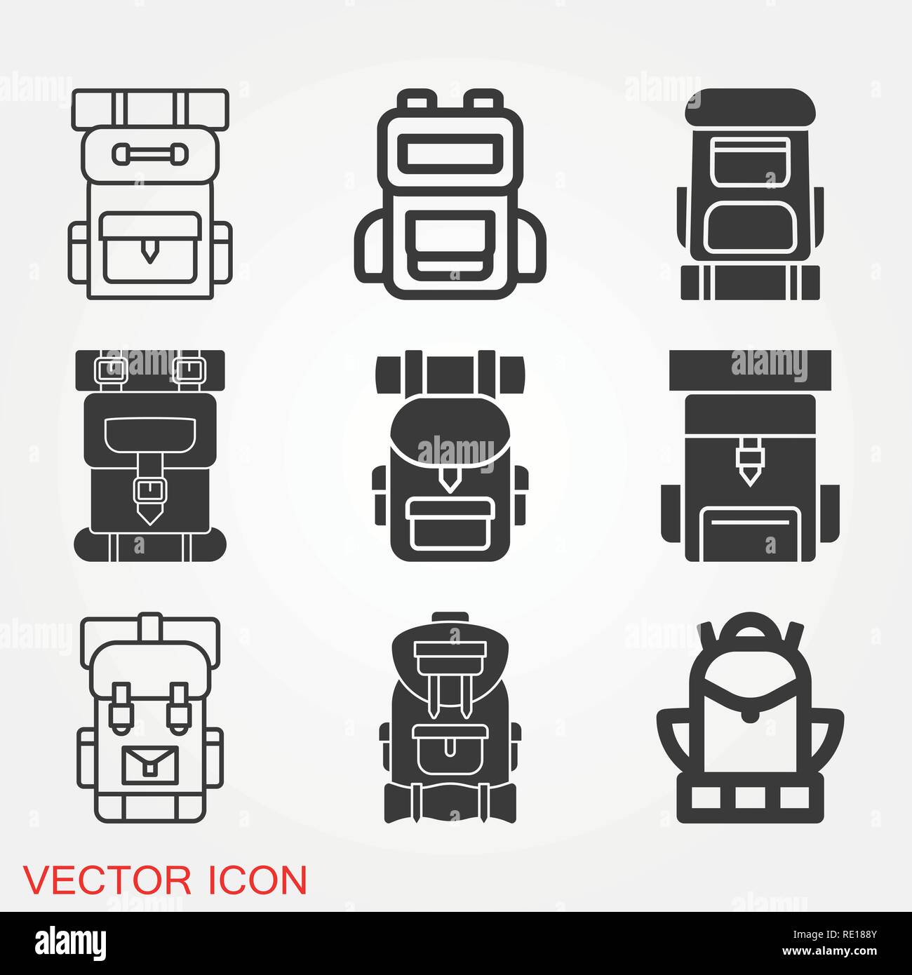 Backpack icon logo, vector sign symbol for design Stock Vector Image ...