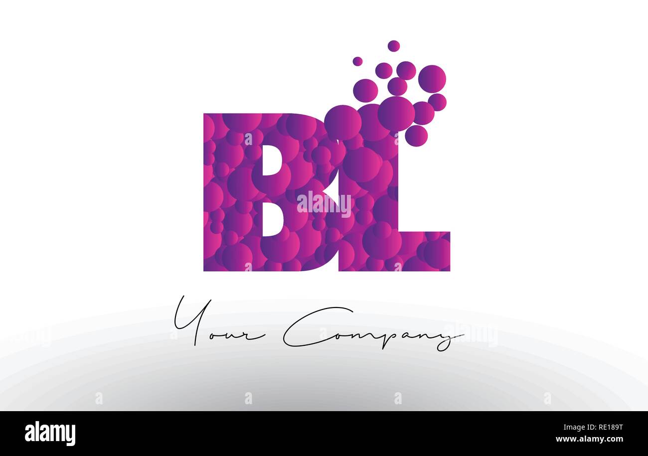 BL B L Dots Letter Logo with Purple Pink Magenta Bubbles Texture Vector ...