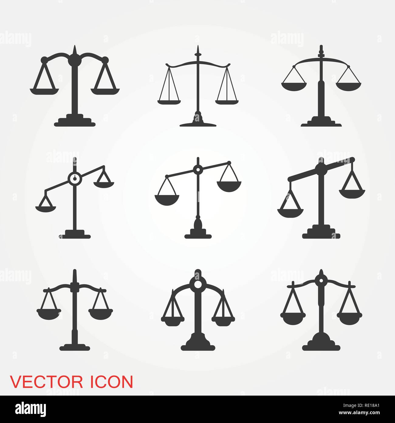 Scales of justice icon logo, vector sign symbol for design Stock Vector ...