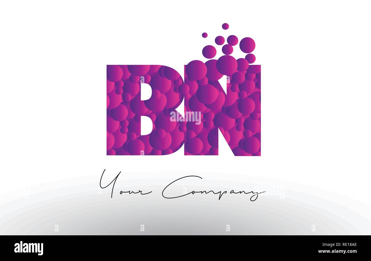 BN B N Dots Letter Logo with Purple Pink Magenta Bubbles Texture Vector ...
