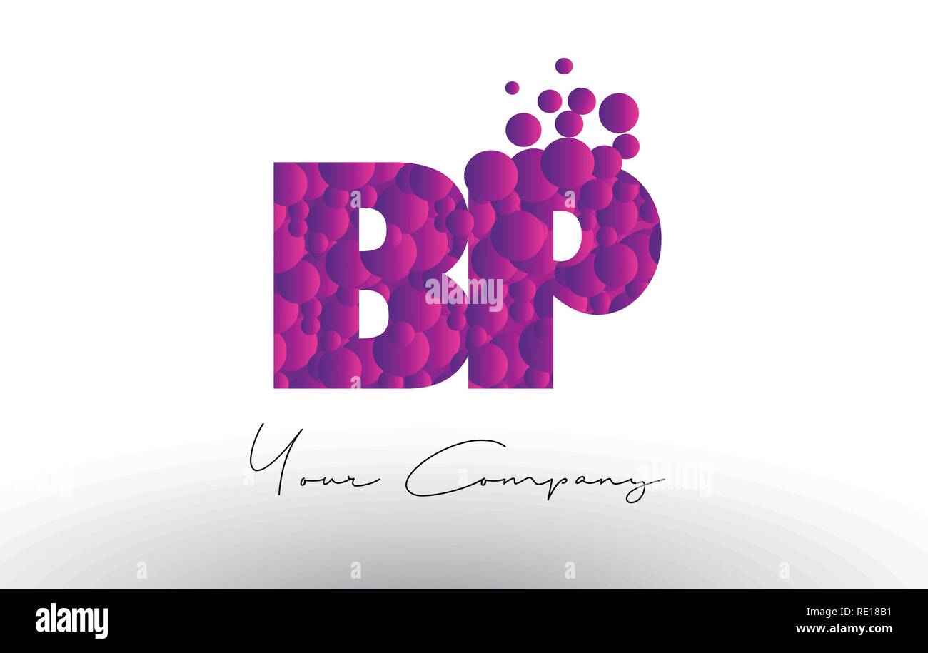 BP B P Dots Letter Logo with Purple Pink Magenta Bubbles Texture Vector ...
