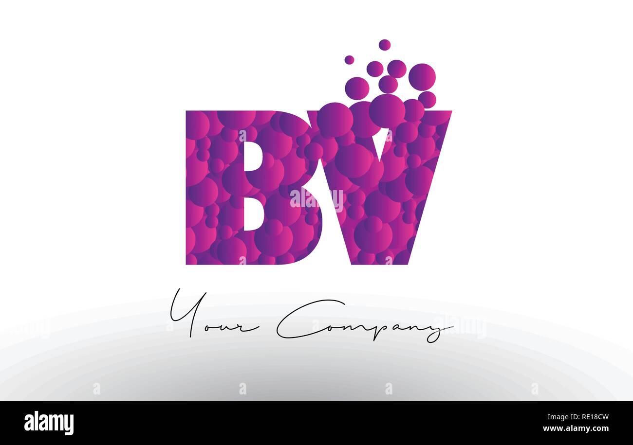 BV B V Dots Letter Logo with Purple Pink Magenta Bubbles Texture Vector ...