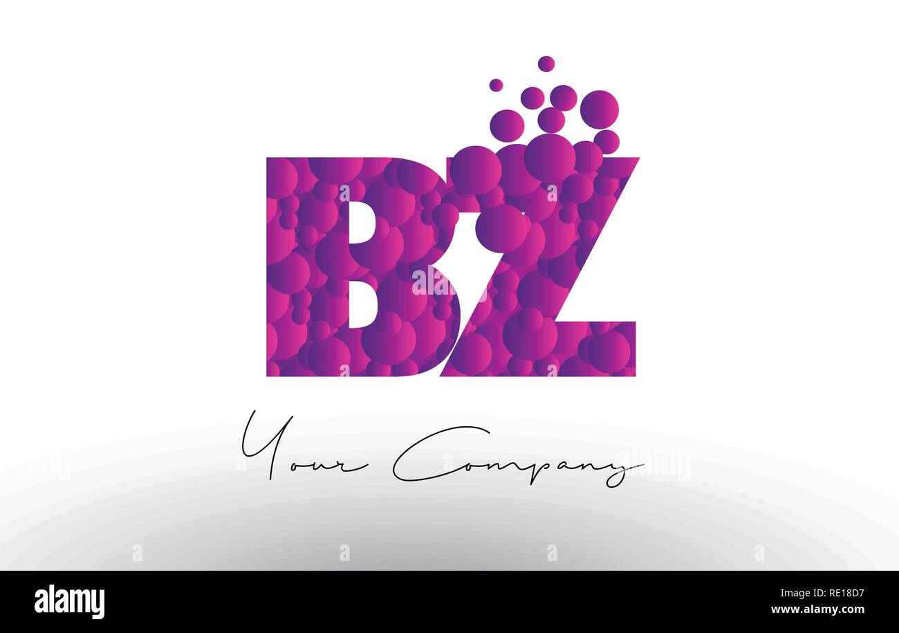 BZ B Z Dots Letter Logo with Purple Pink Magenta Bubbles Texture Vector ...