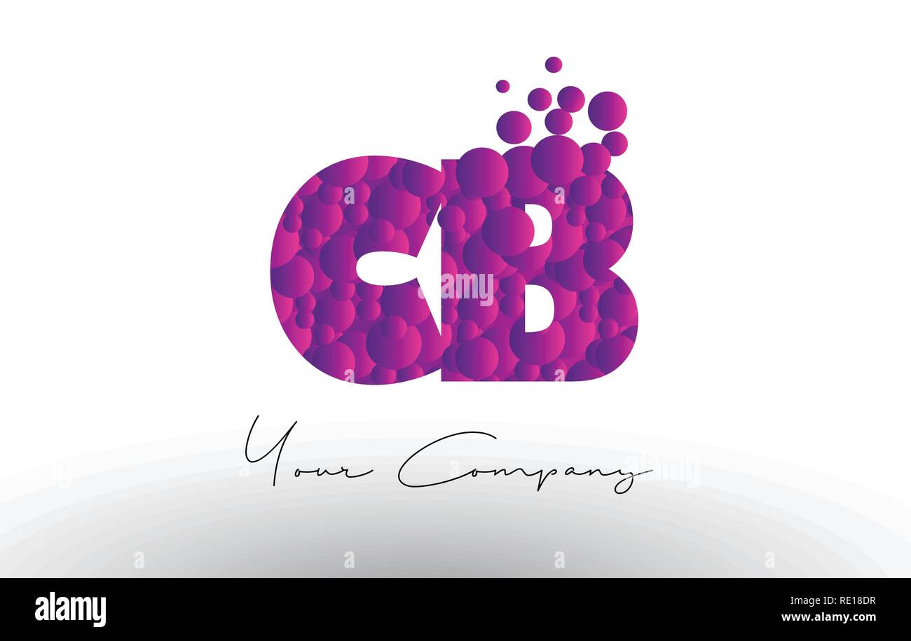 CB C B Dots Letter Logo with Purple Pink Magenta Bubbles Texture Vector ...