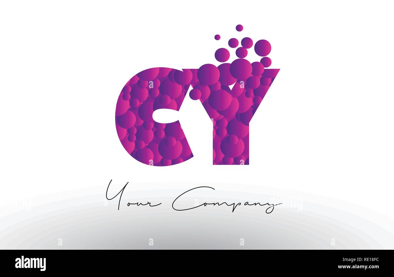 CY C Y Dots Letter Logo with Purple Pink Magenta Bubbles Texture Vector ...