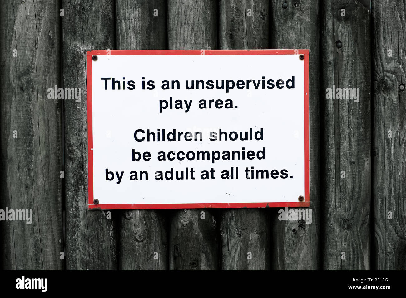 Children play area unsupervised accompanied by adult all times Stock ...