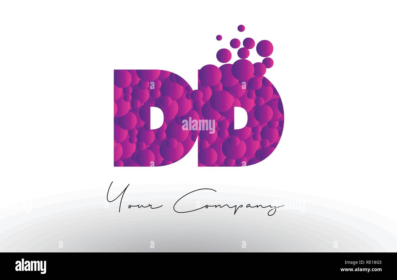 DD D D Dots Letter Logo with Purple Pink Magenta Bubbles Texture Vector ...