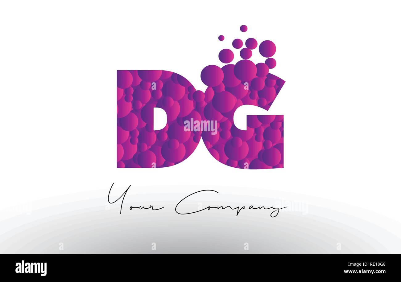 DG D G Dots Letter Logo with Purple Pink Magenta Bubbles Texture Vector ...