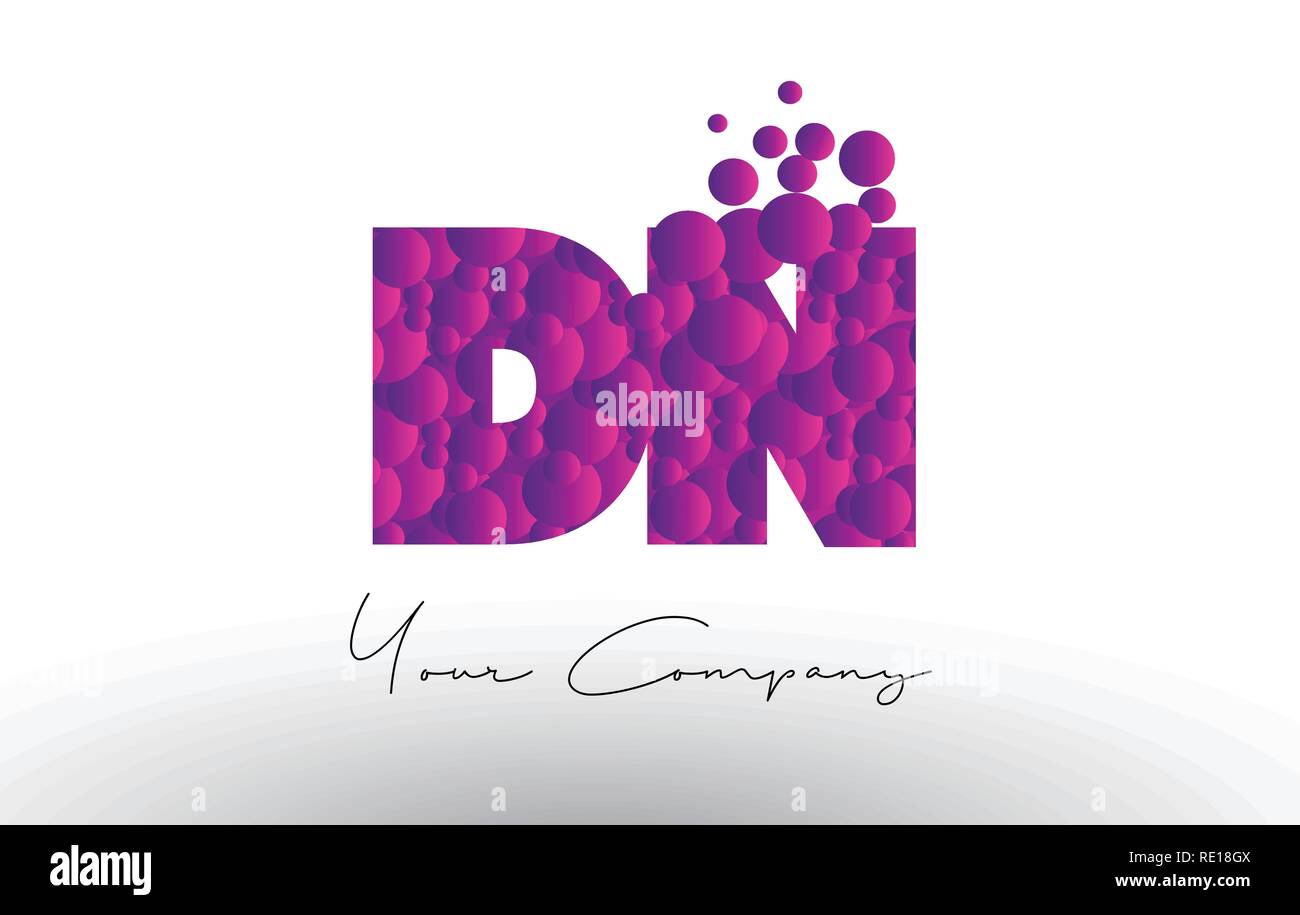 DN D N Dots Letter Logo with Purple Pink Magenta Bubbles Texture Vector ...