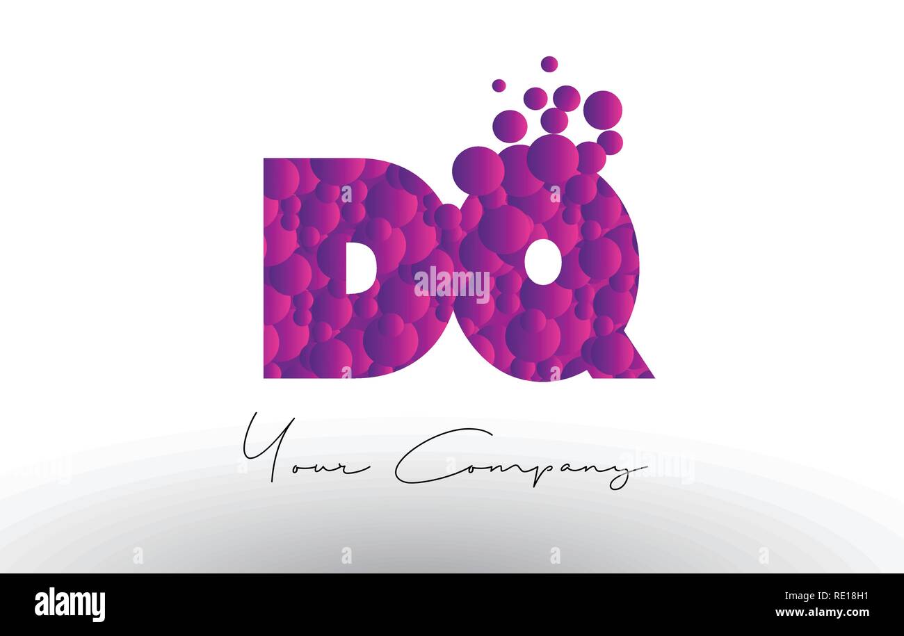 DQ D Q Dots Letter Logo with Purple Pink Magenta Bubbles Texture Vector ...