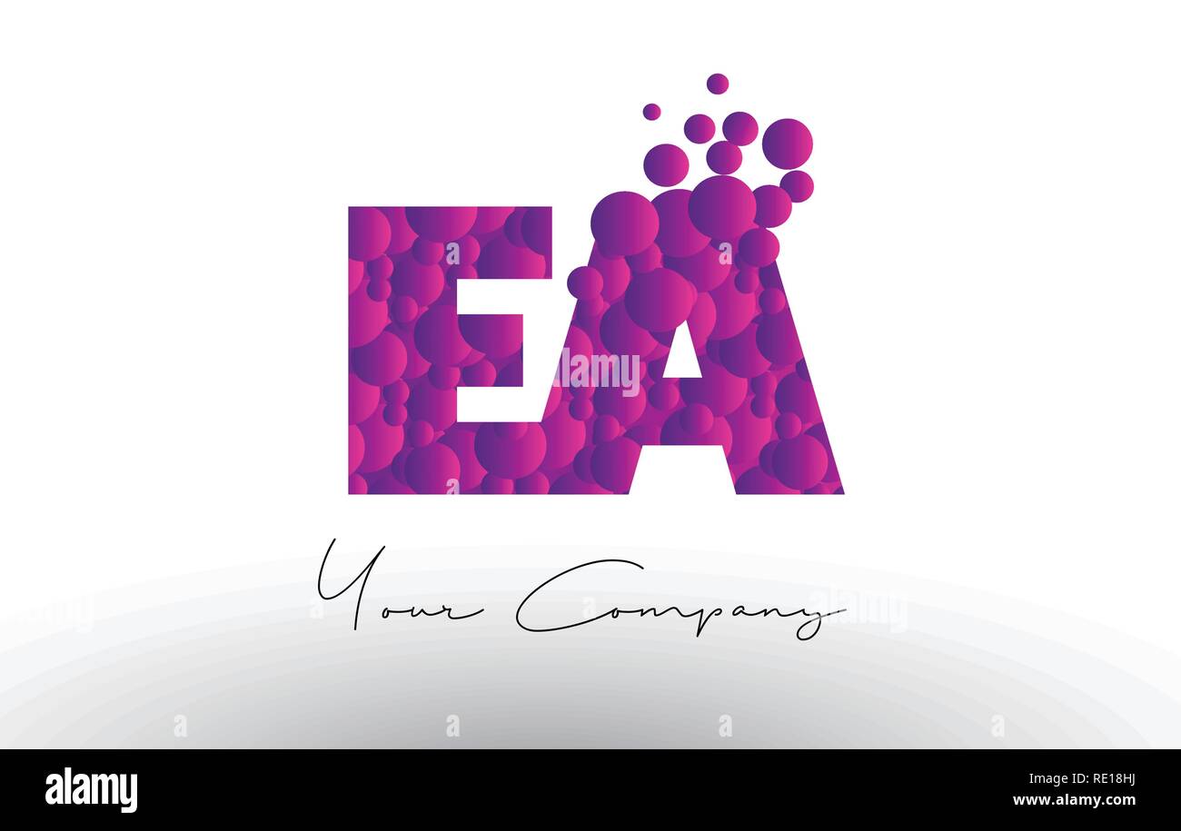 EA E A Dots Letter Logo with Purple Pink Magenta Bubbles Texture Vector ...