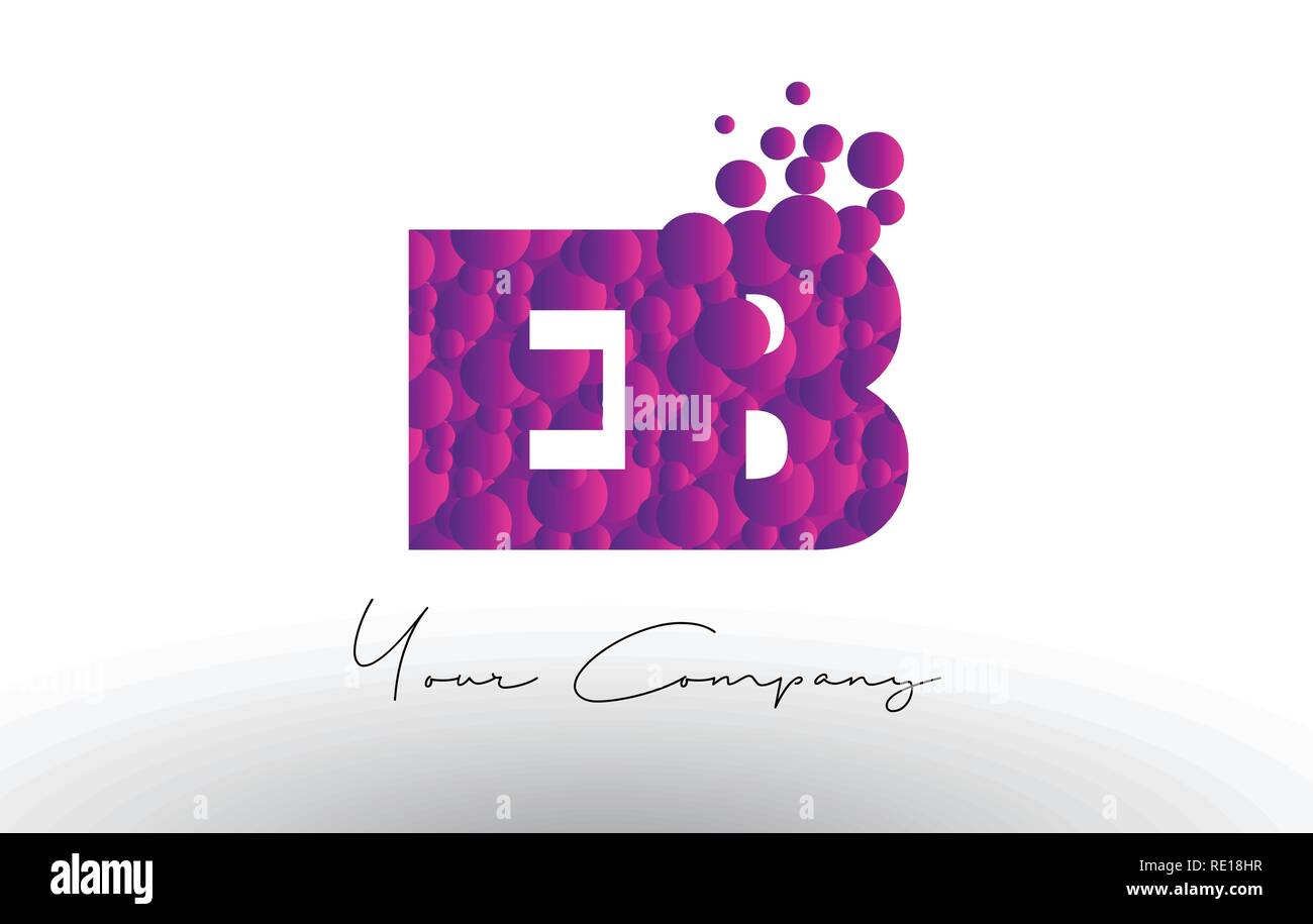 EB E B Dots Letter Logo with Purple Pink Magenta Bubbles Texture Vector ...