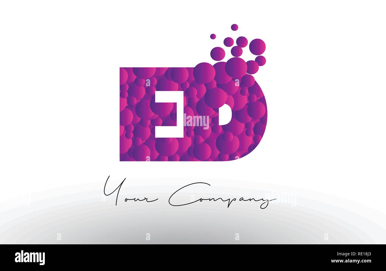 ED E D Dots Letter Logo with Purple Pink Magenta Bubbles Texture Vector ...