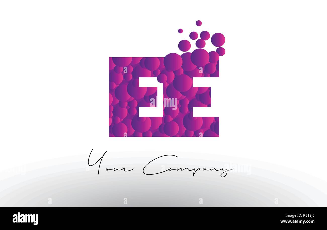 EE E E Dots Letter Logo with Purple Pink Magenta Bubbles Texture Vector ...