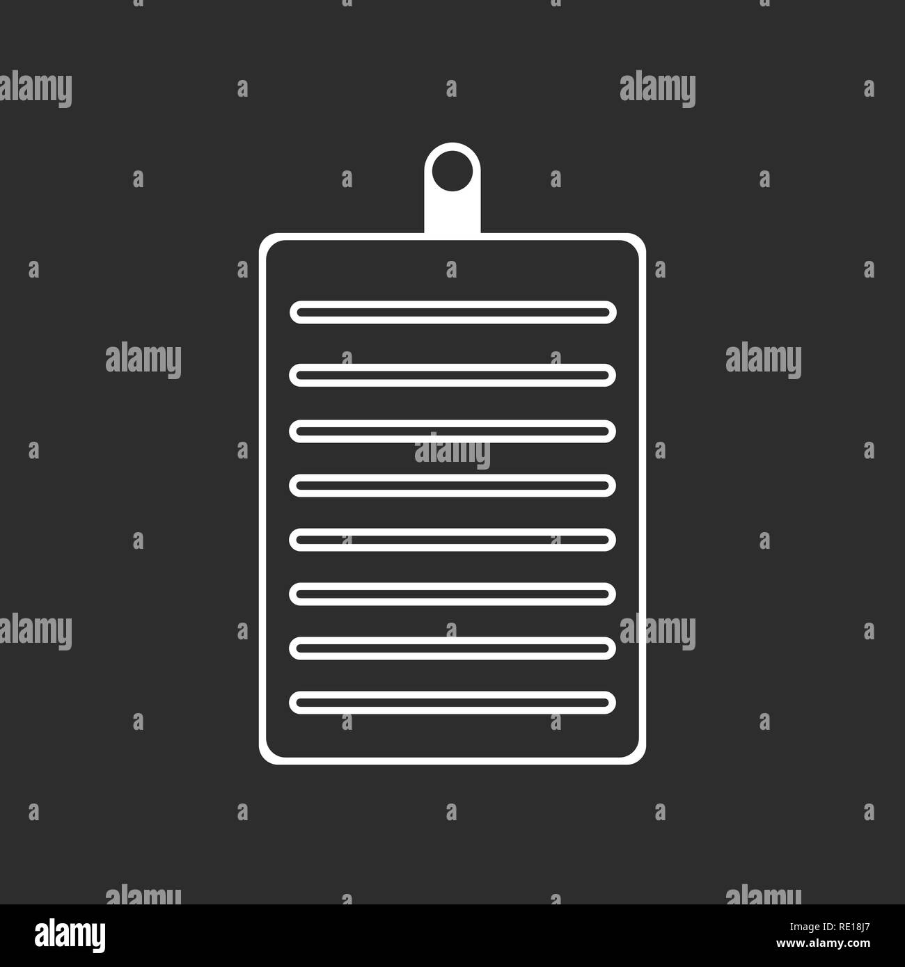 Clipboard vector icon. white illustration isolated on black background ...