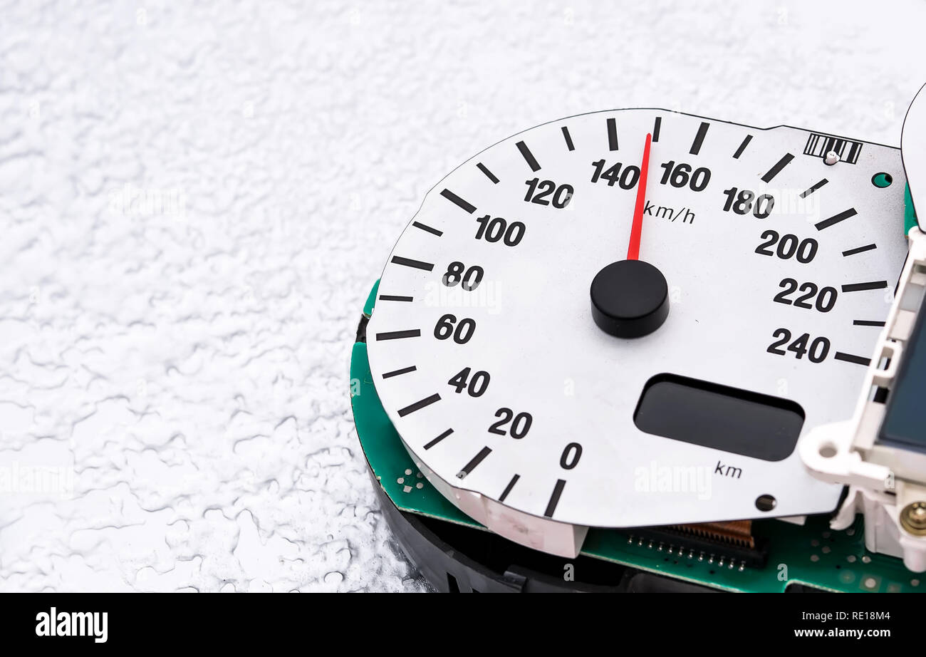 Broken speedometer. Accident due to speeding Stock Photo - Alamy