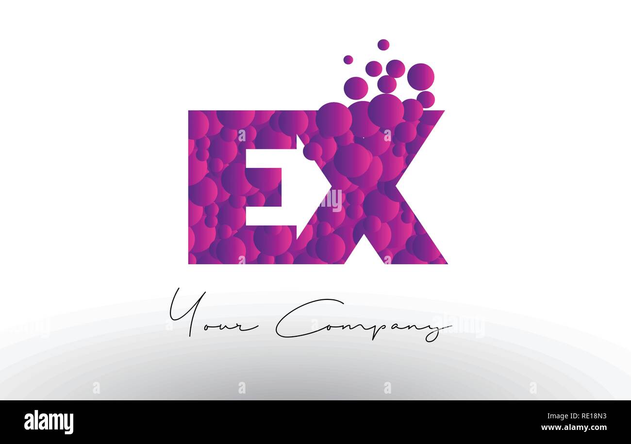 EX E X Dots Letter Logo with Purple Pink Magenta Bubbles Texture Vector ...