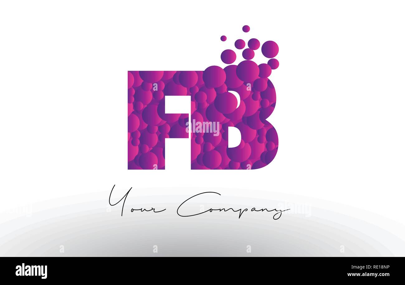 FB F B Dots Letter Logo with Purple Pink Magenta Bubbles Texture Vector ...