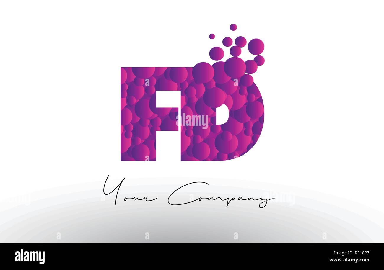 FD F D Dots Letter Logo with Purple Pink Magenta Bubbles Texture Vector ...