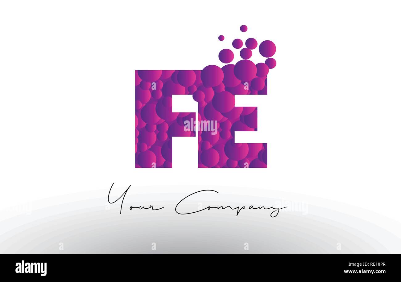 FE F E Dots Letter Logo with Purple Pink Magenta Bubbles Texture Vector ...