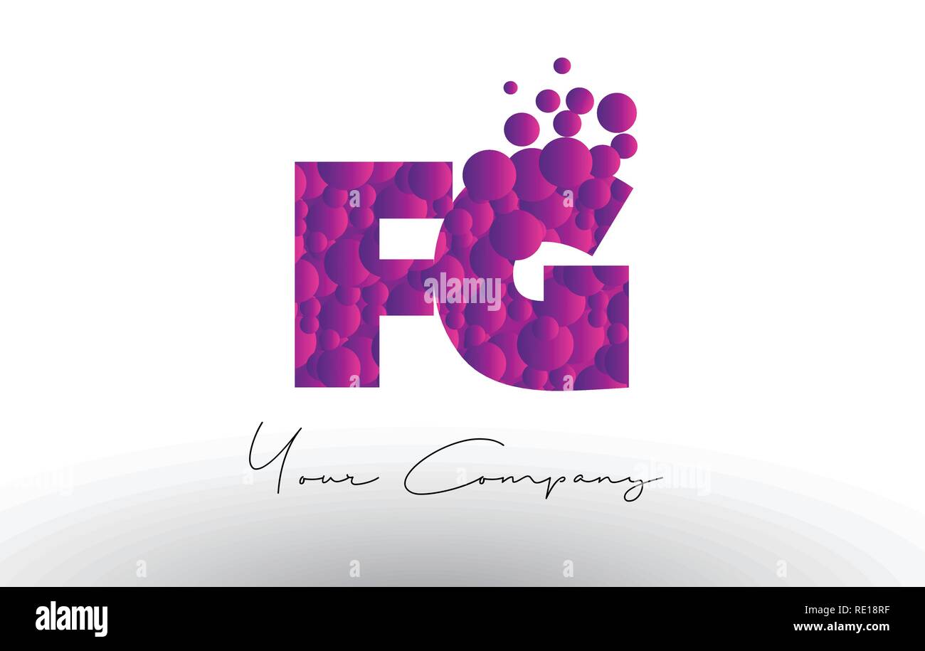 FG F G Dots Letter Logo with Purple Pink Magenta Bubbles Texture Vector ...