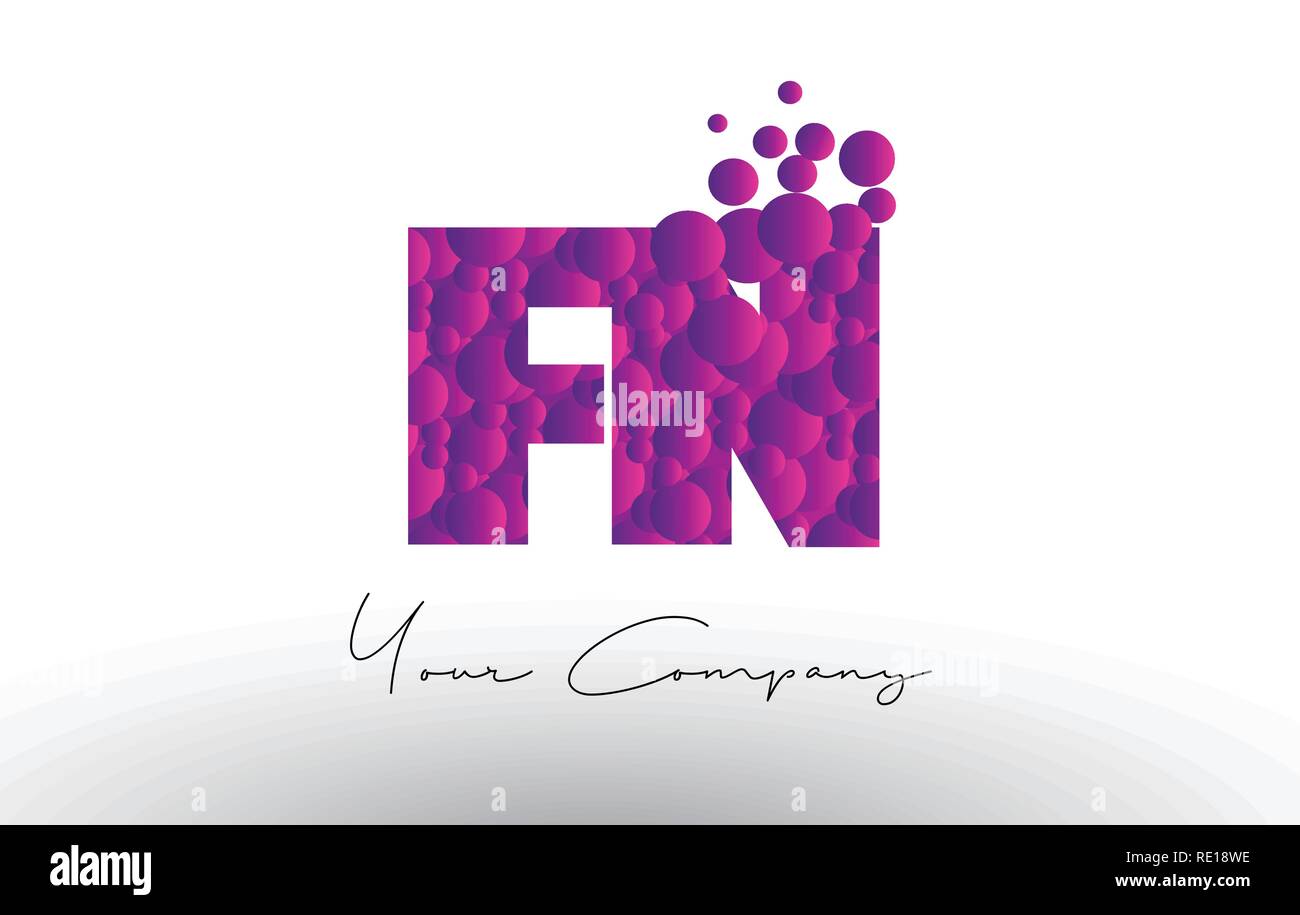 FN F N Dots Letter Logo with Purple Pink Magenta Bubbles Texture Vector ...