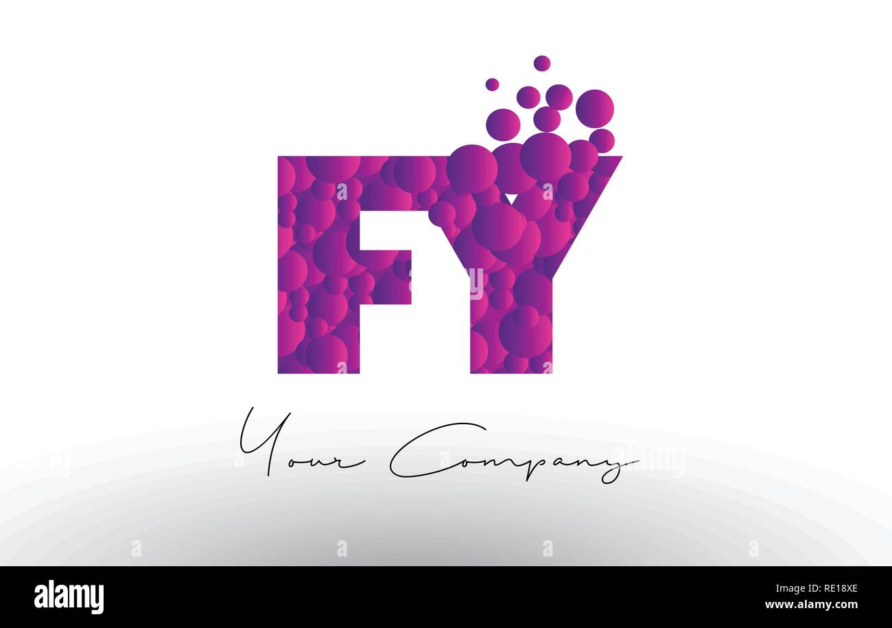 FY F Y Dots Letter Logo with Purple Pink Magenta Bubbles Texture Vector ...