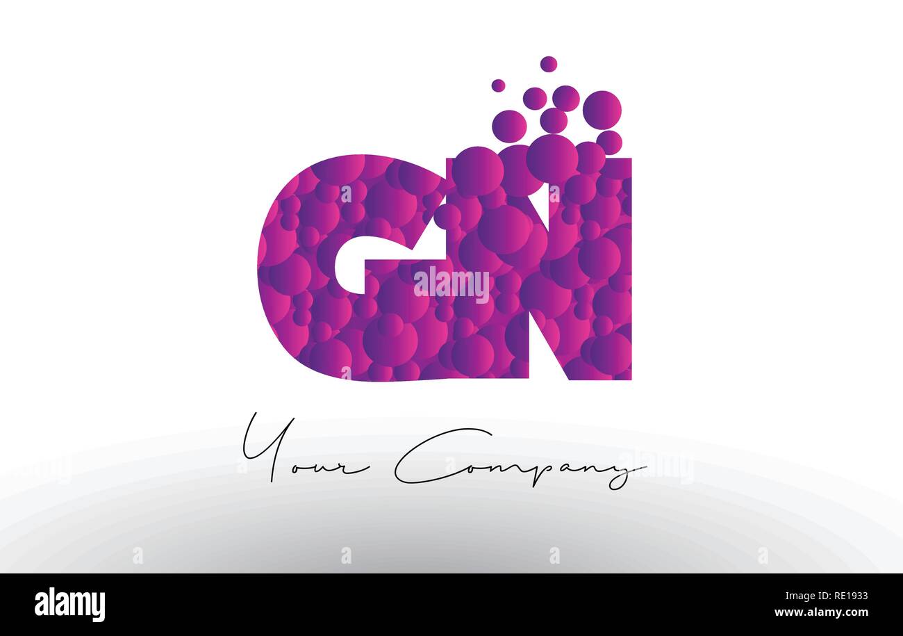 GN G N Dots Letter Logo with Purple Pink Magenta Bubbles Texture Vector ...