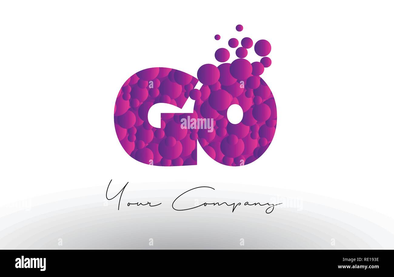 GO G O Dots Letter Logo with Purple Pink Magenta Bubbles Texture Vector ...