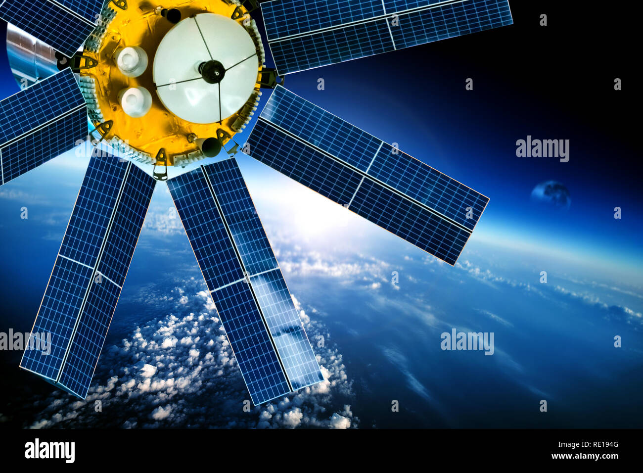 Space satellite orbiting the earth. Elements of this image furnished by ...