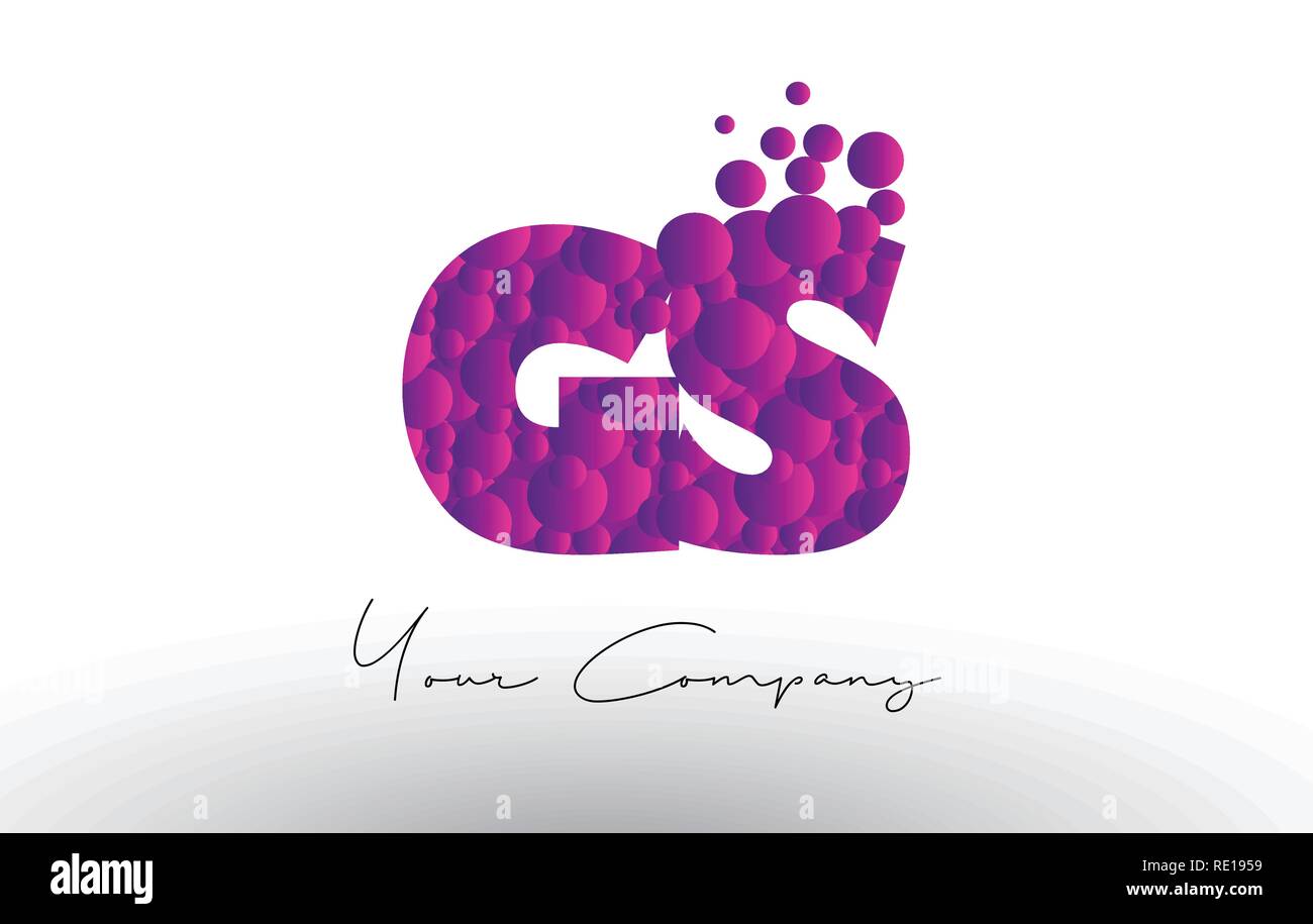 GS G S Dots Letter Logo with Purple Pink Magenta Bubbles Texture Vector ...