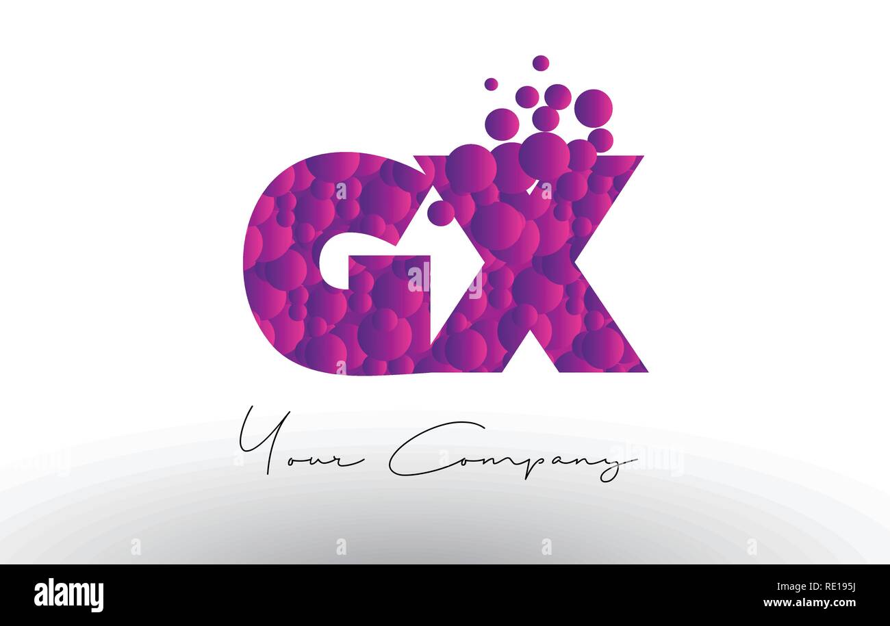 GX G X Dots Letter Logo with Purple Pink Magenta Bubbles Texture Vector ...