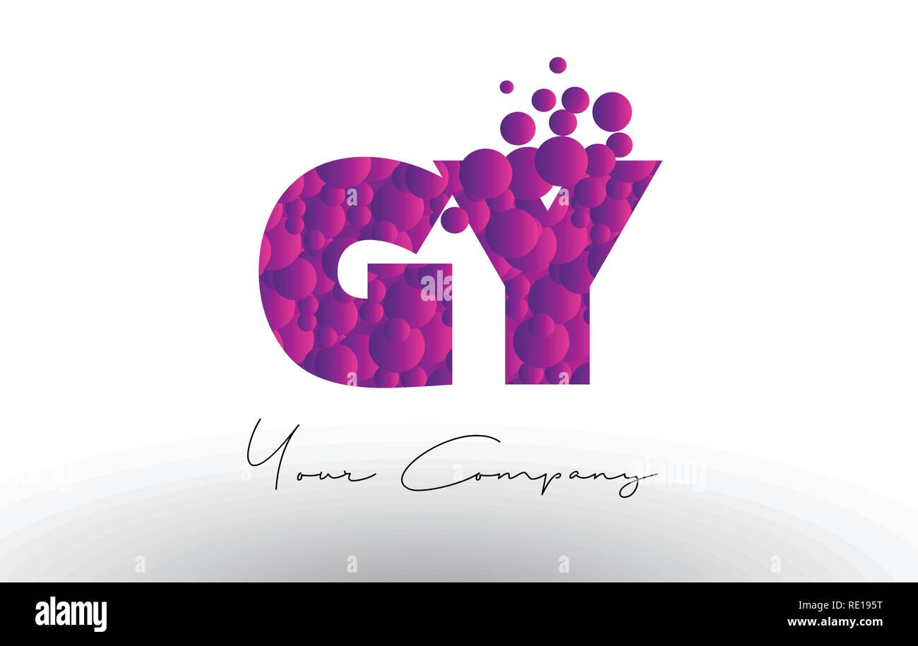GY G Y Dots Letter Logo with Purple Pink Magenta Bubbles Texture Vector ...