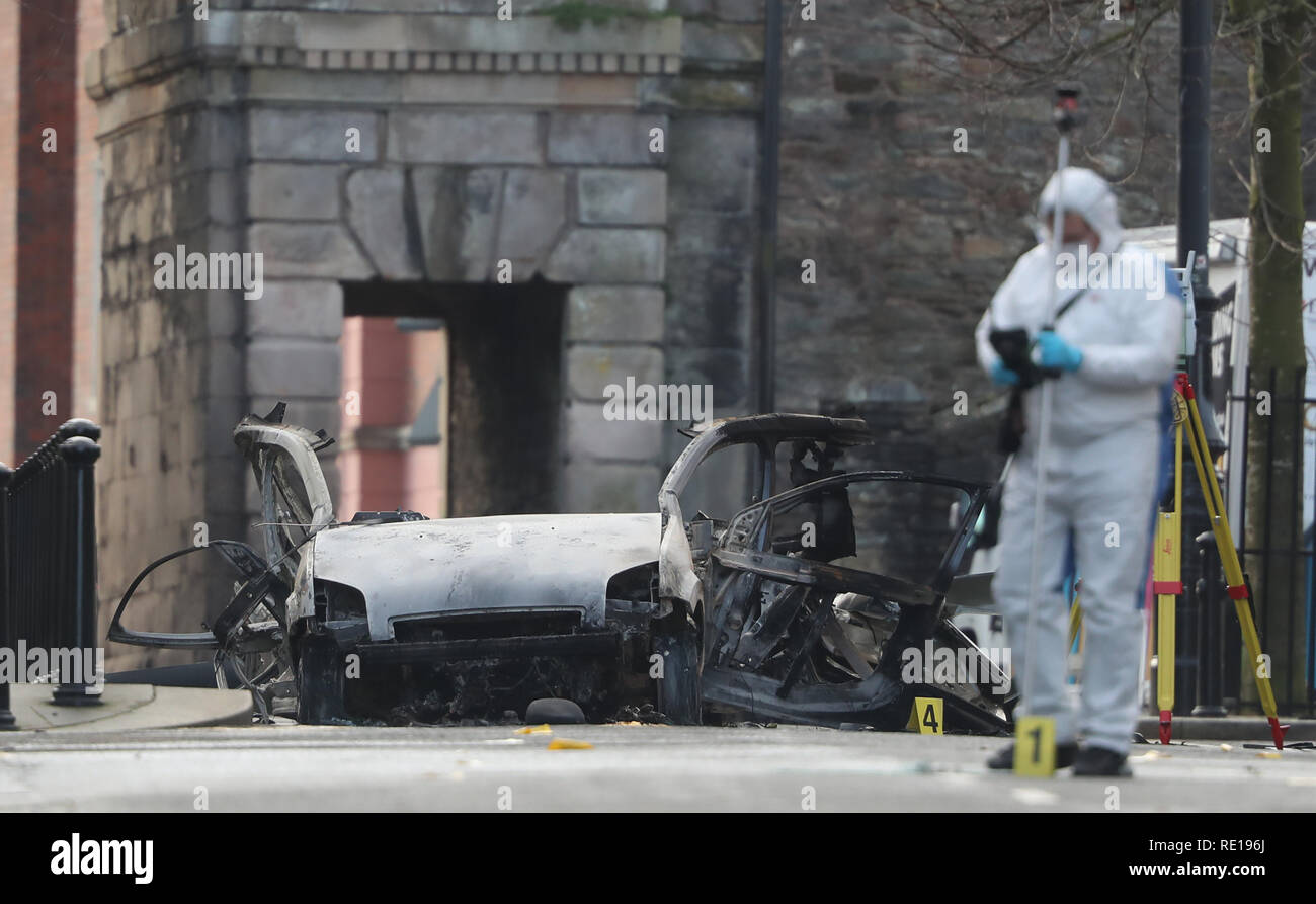 Forensic investigators at the scene of a car bomb blast on Bishop ...