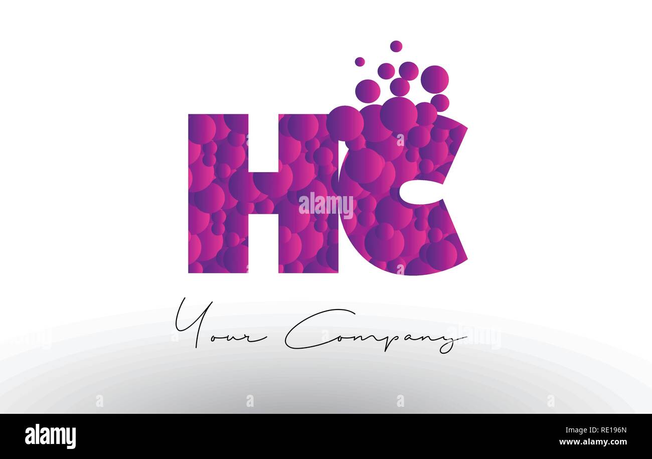 HC H C Dots Letter Logo with Purple Pink Magenta Bubbles Texture Vector ...