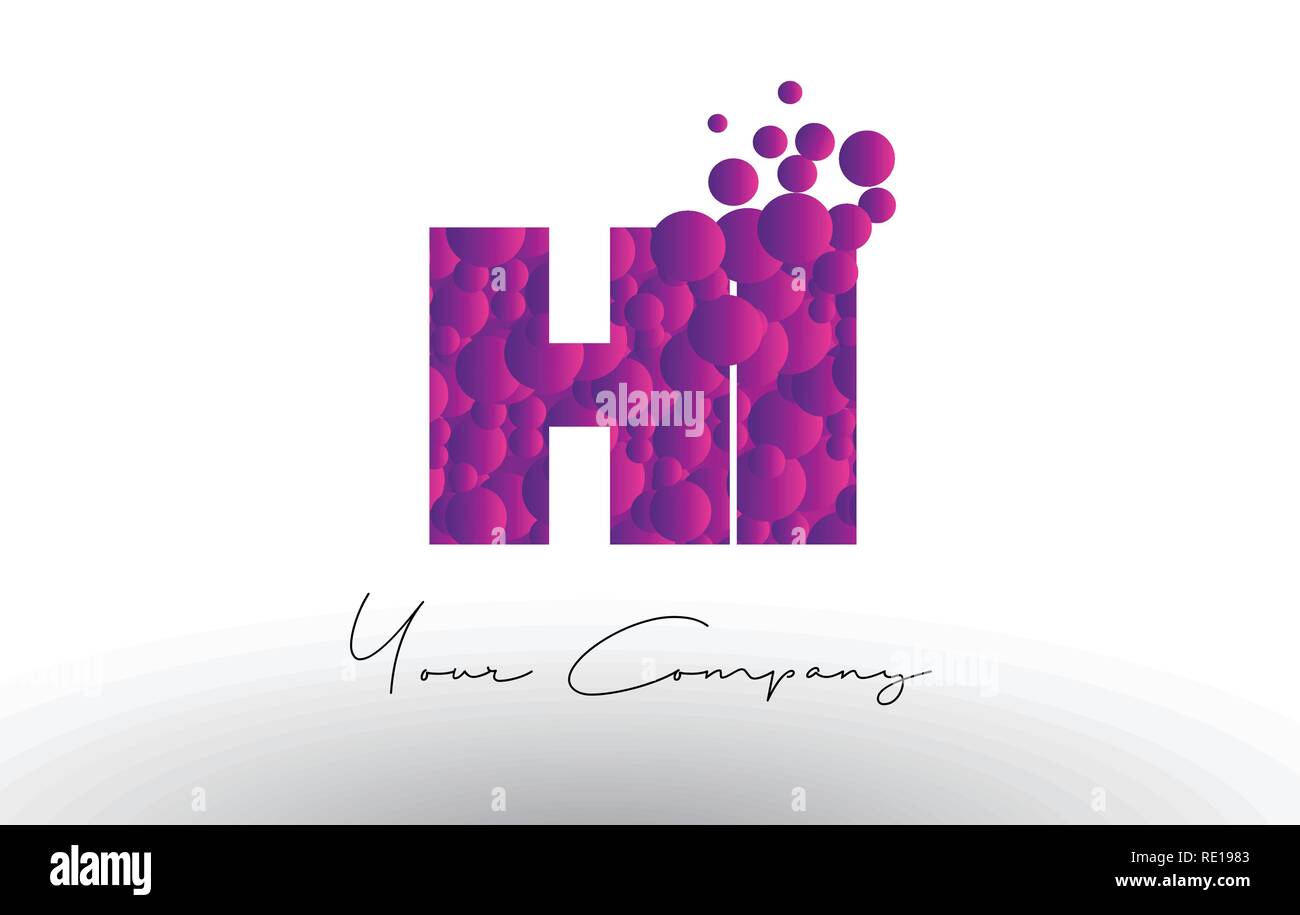 HI H I Dots Letter Logo with Purple Pink Magenta Bubbles Texture Vector ...