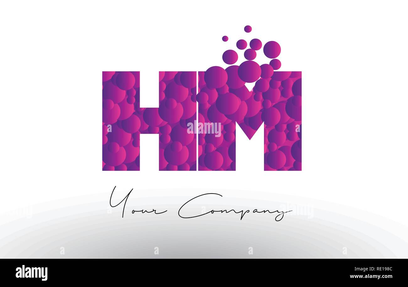 HM H M Dots Letter Logo with Purple Pink Magenta Bubbles Texture Vector ...