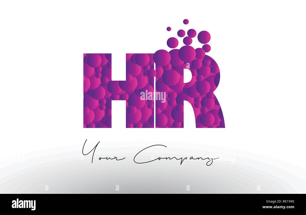 HR H R Dots Letter Logo with Purple Pink Magenta Bubbles Texture Vector ...