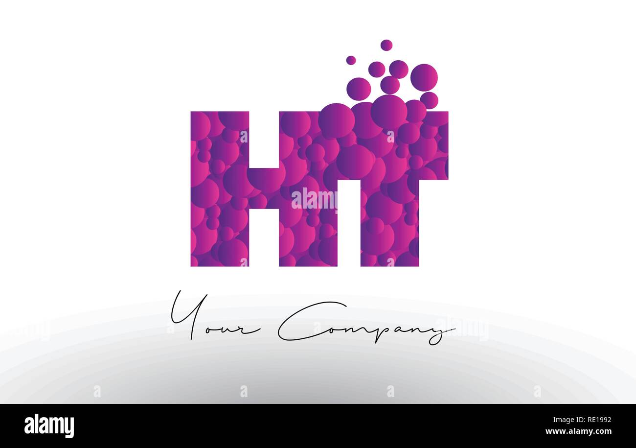 HT H T Dots Letter Logo with Purple Pink Magenta Bubbles Texture Vector ...