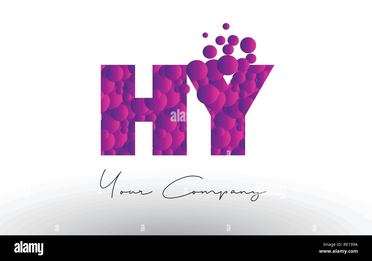 HY H Y Dots Letter Logo with Purple Pink Magenta Bubbles Texture Vector ...