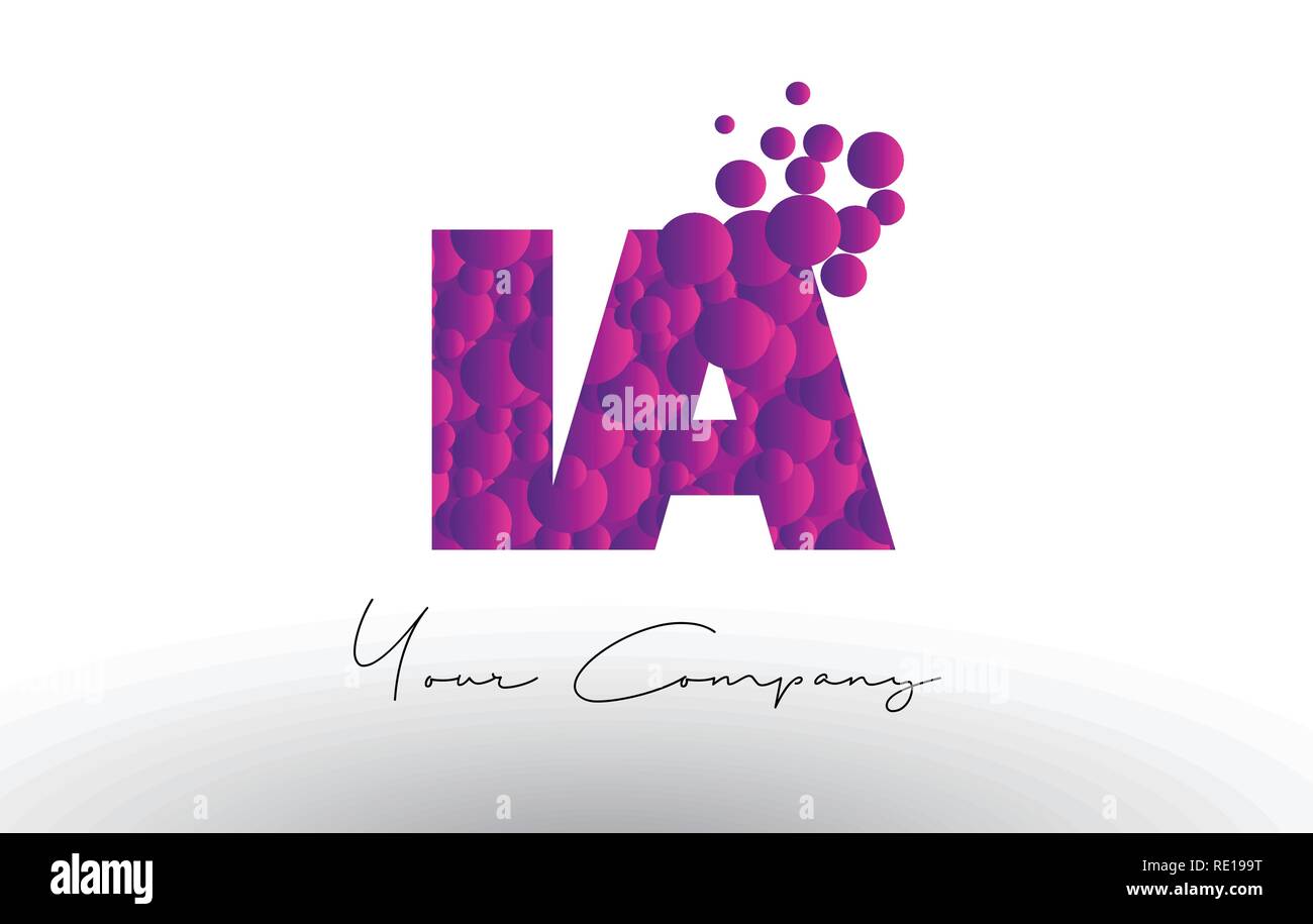 IA I A Dots Letter Logo with Purple Pink Magenta Bubbles Texture Vector ...