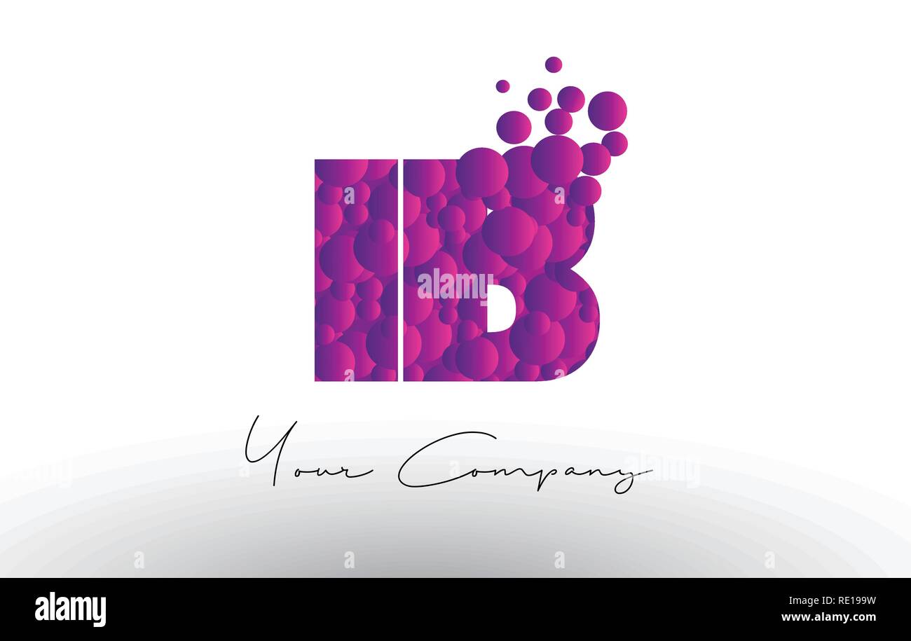 IB I B Dots Letter Logo with Purple Pink Magenta Bubbles Texture Vector ...