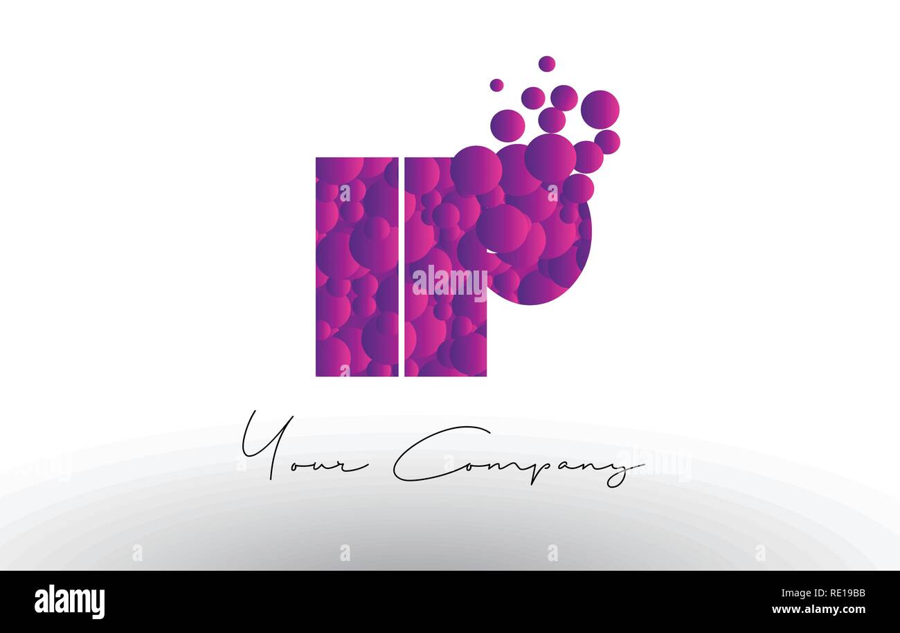 IP I P Dots Letter Logo with Purple Pink Magenta Bubbles Texture Vector ...