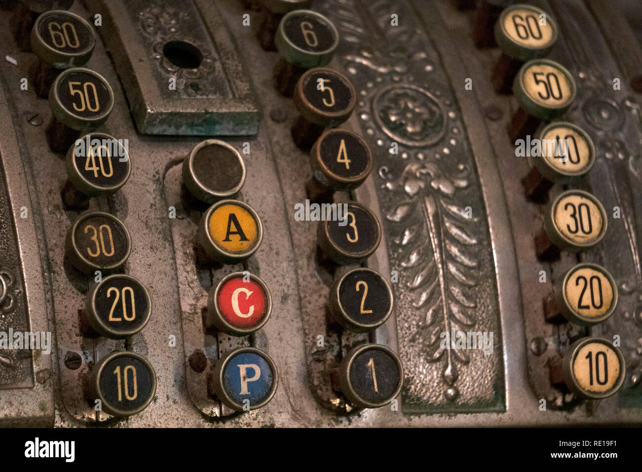 Old cash register vintage close up detail antique Stock Photo - Alamy