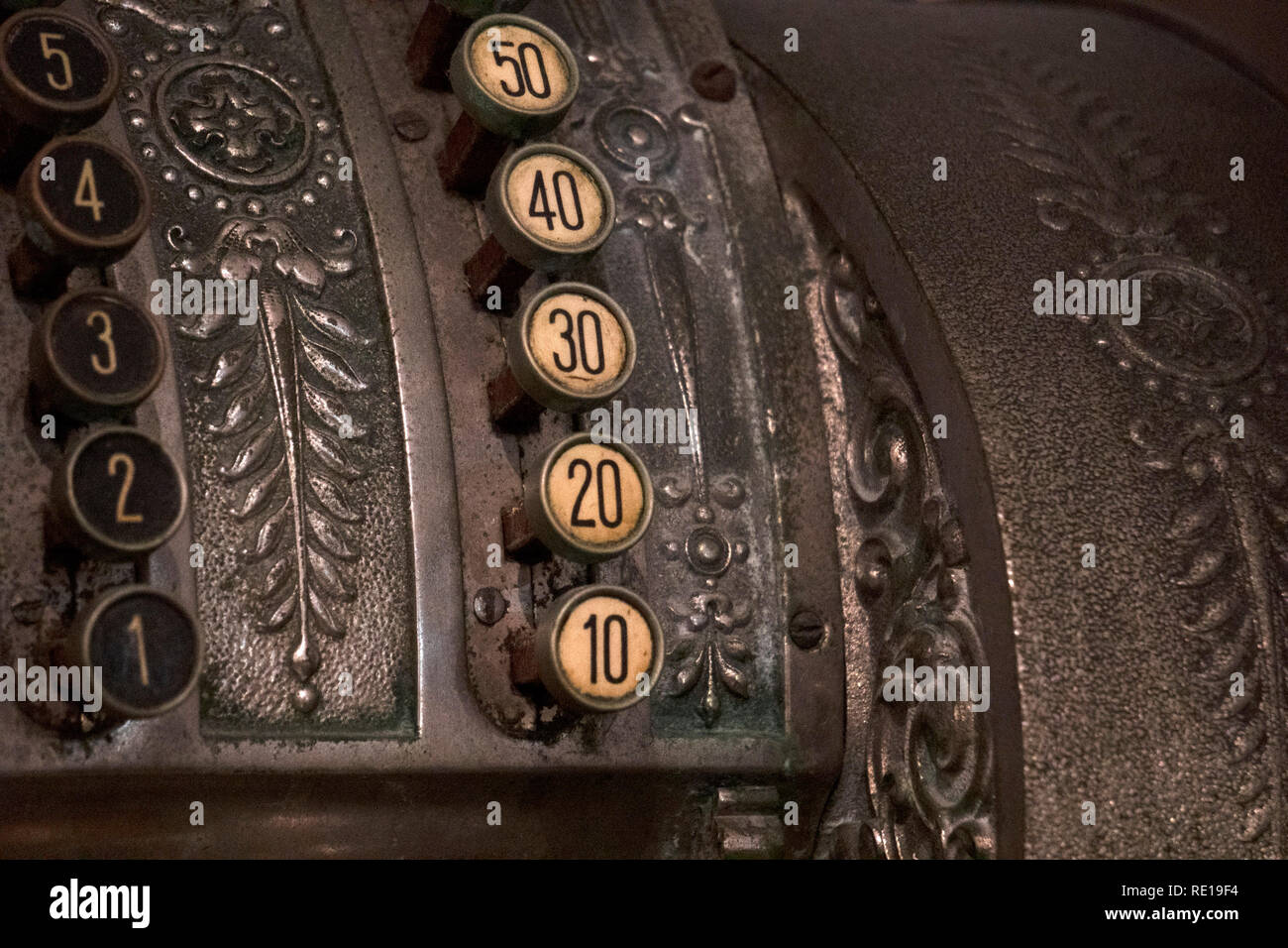 Old cash register vintage close up detail antique Stock Photo - Alamy