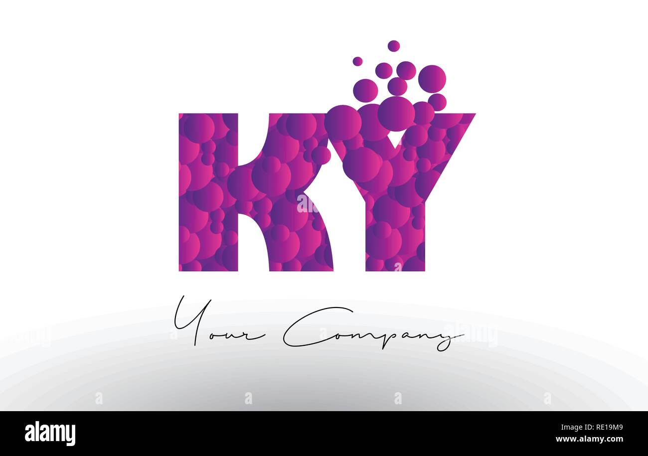 Ky K Y Dots Letter Logo With Purple Pink Magenta Bubbles Texture Vector Stock Vector Image And Art