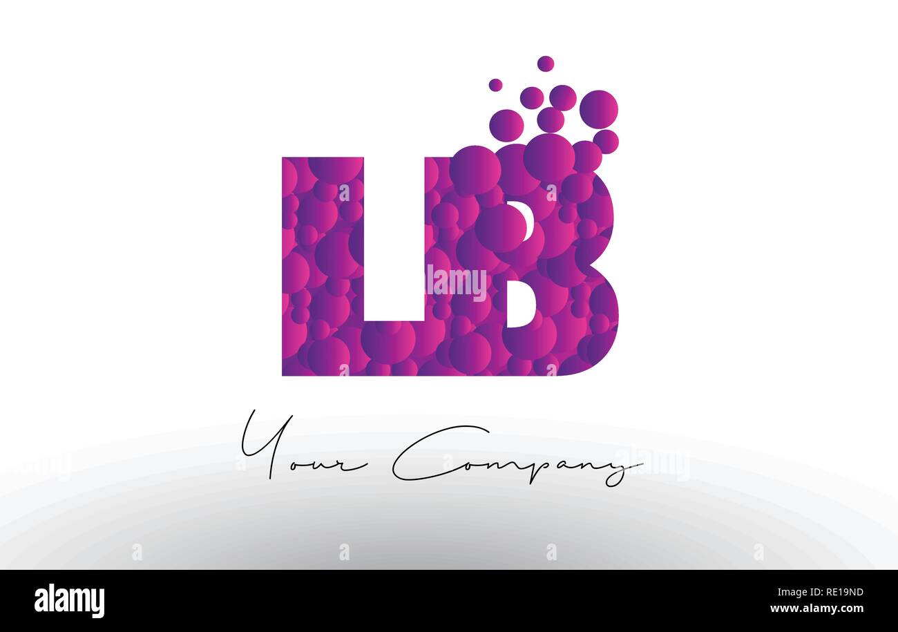 LB L B Dots Letter Logo with Purple Pink Magenta Bubbles Texture Vector ...
