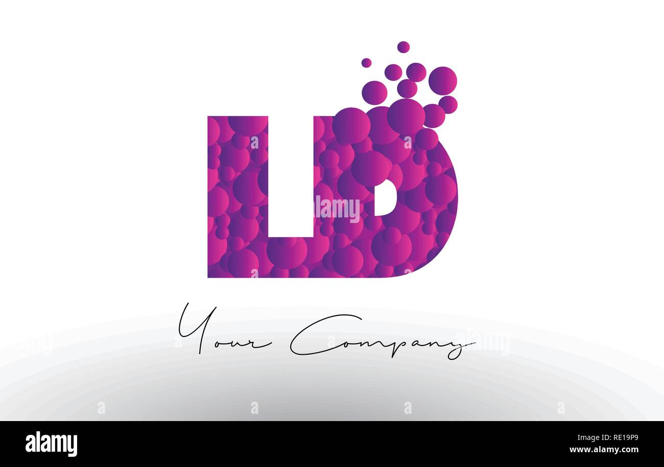 LD L D Dots Letter Logo with Purple Pink Magenta Bubbles Texture Vector ...